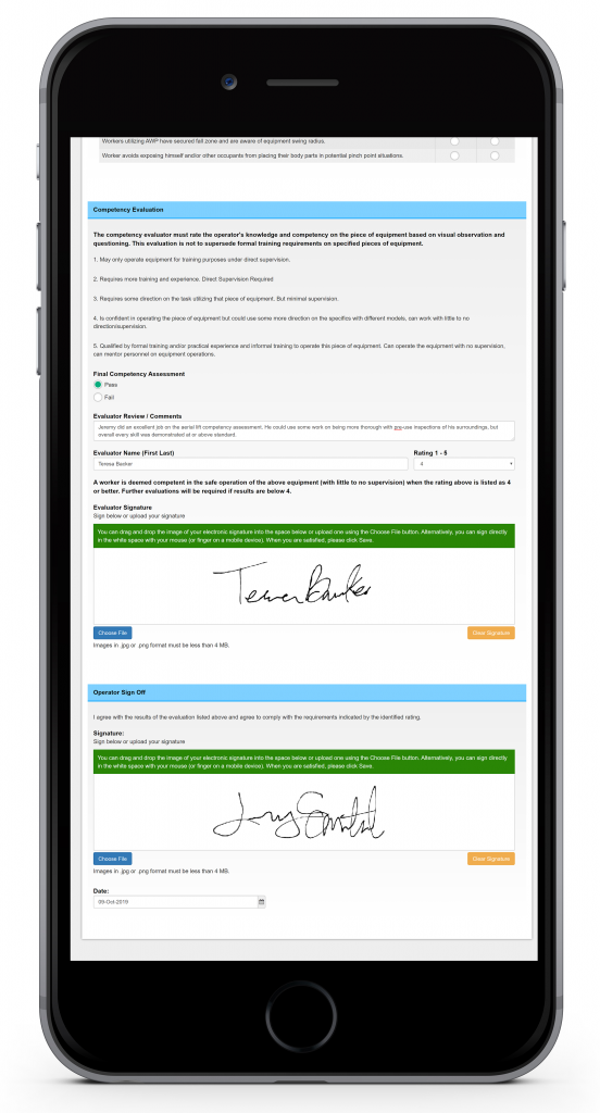 Phone competency sign off | BIS Safety SoftwareBIS Safety Software